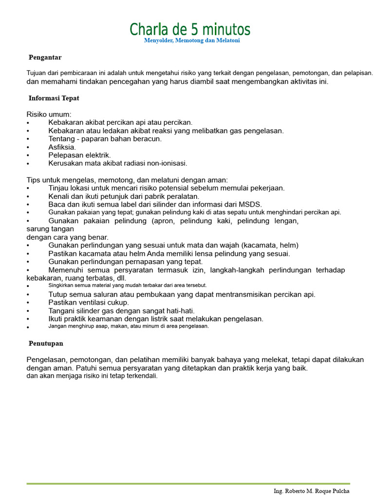 Melas, Memotong Dan Mengelap | PDF