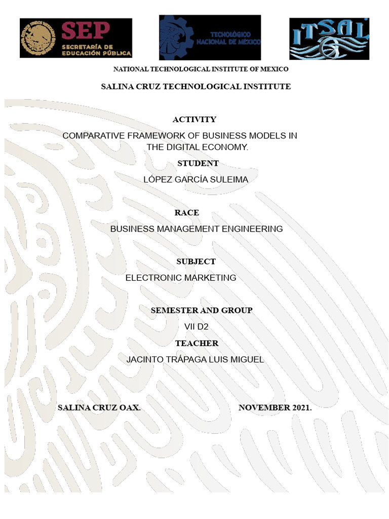 Comparative Table of Business Models in The Digital Economy. | PDF ...