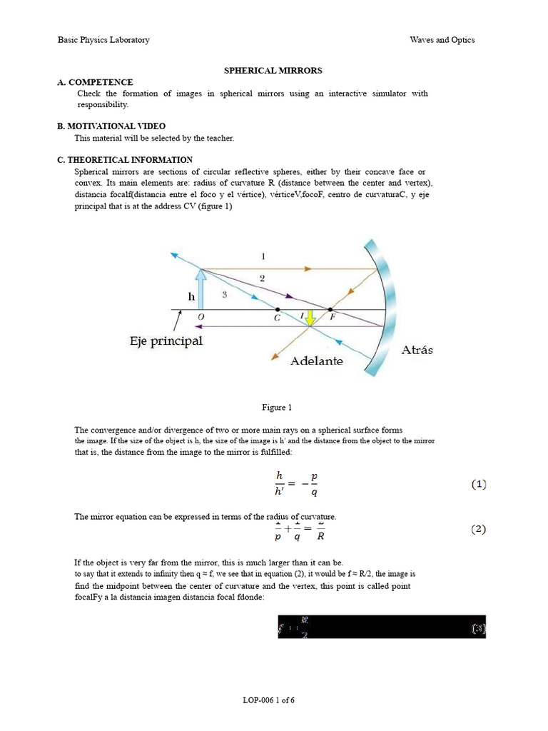 LOP-006 Spherical Mirrors | PDF | Mirror | Sphere