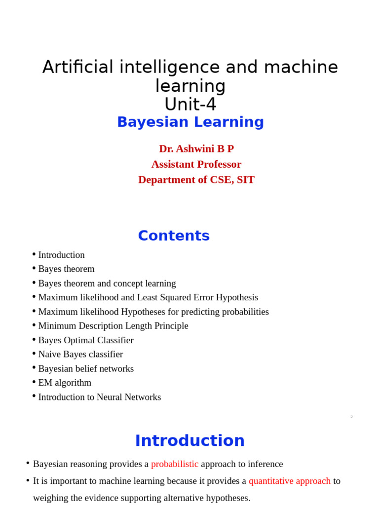 Unit 4 Bayesian Learning | PDF | Bayesian Network | Bayesian Inference