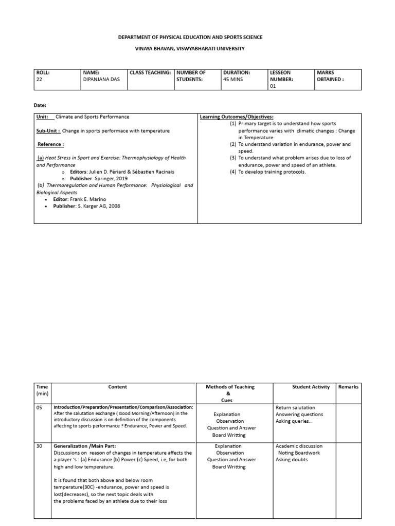 Climate Impact on Sports Performance | PDF | Thermoregulation
