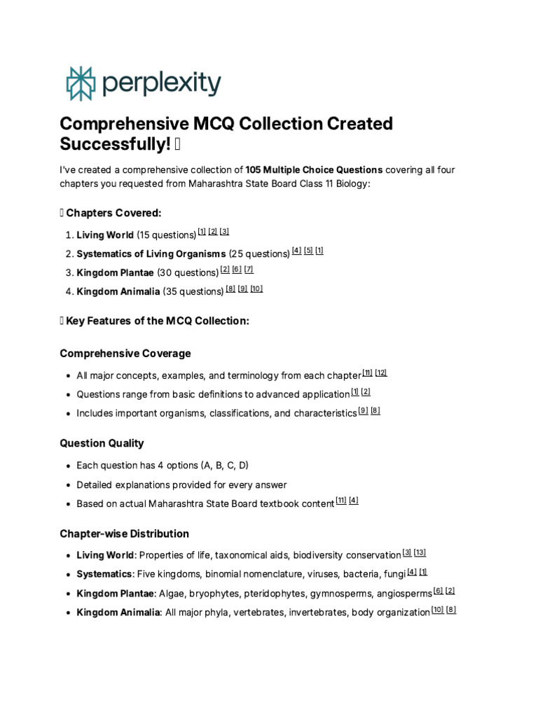 Comprehensive MCQ Collection Created Successfully! | PDF | Taxonomy ...