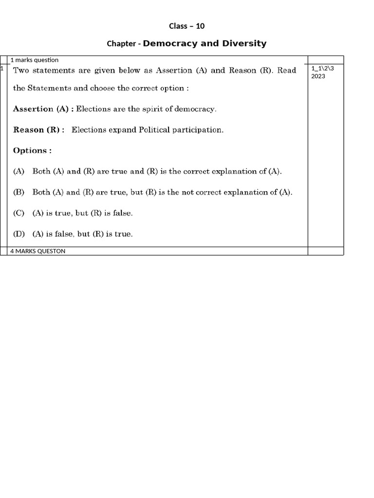 Class 10 Democracy and Diversity Guide | PDF