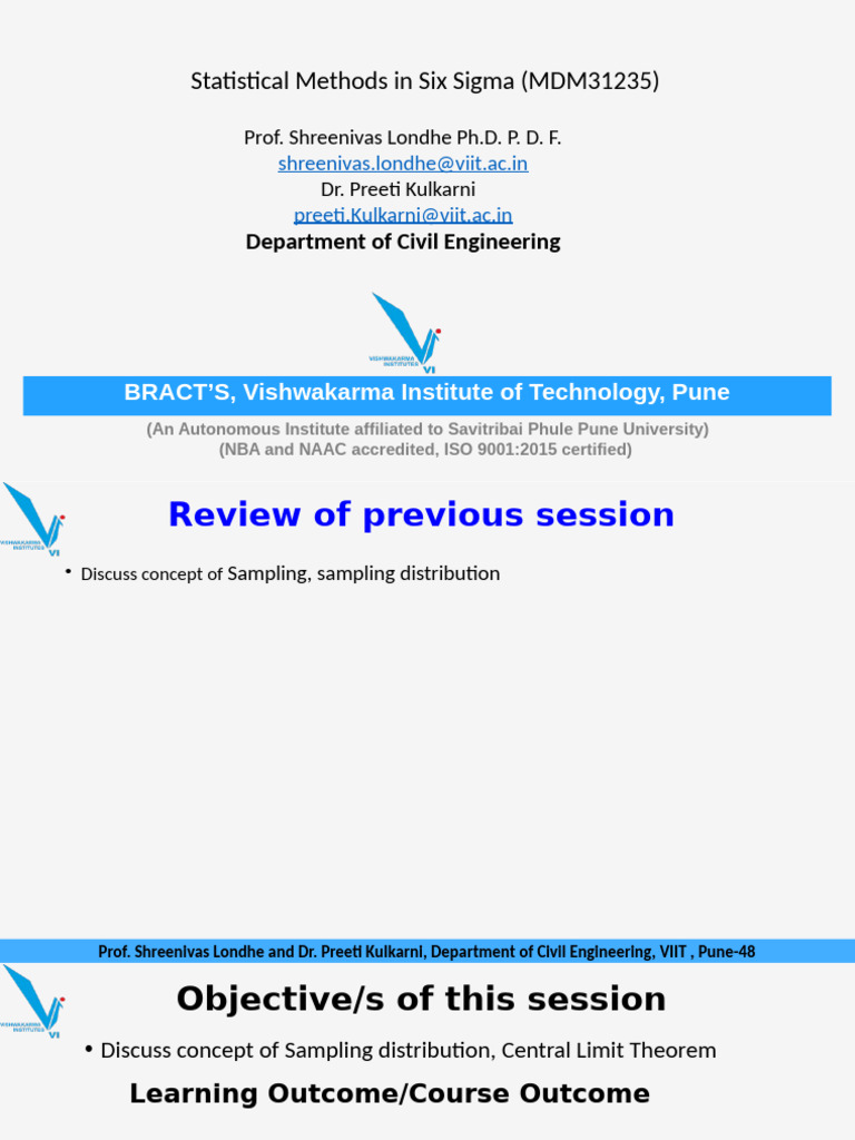 Statistical Methods in Six Sigma Overview | PDF | Statistical ...