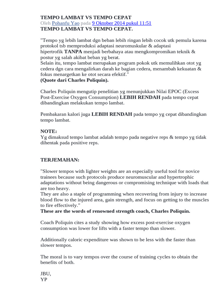 Tempo Lambat Vs Tempo Cepat | PDF