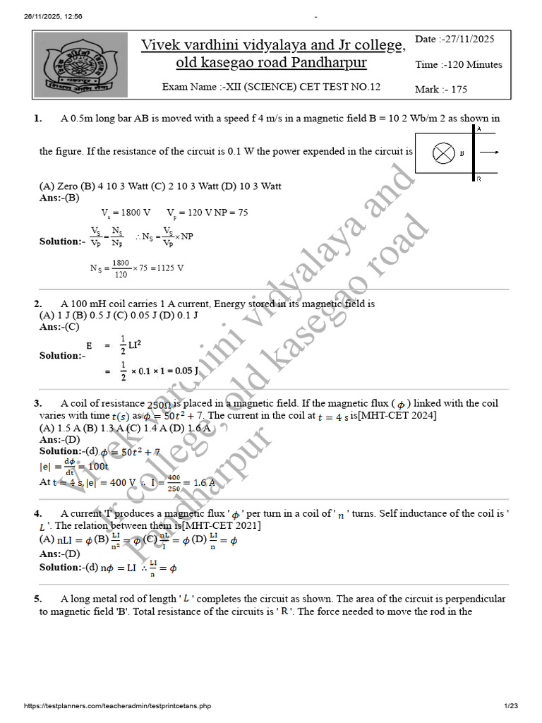 Xii Cet Test No 12 Final Hints & Solution | PDF | Plant Hormone ...