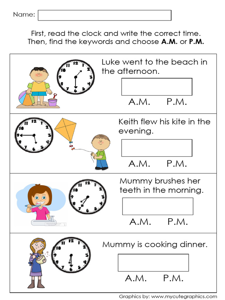 Time Recognition and A.M./P.M. Practice | PDF
