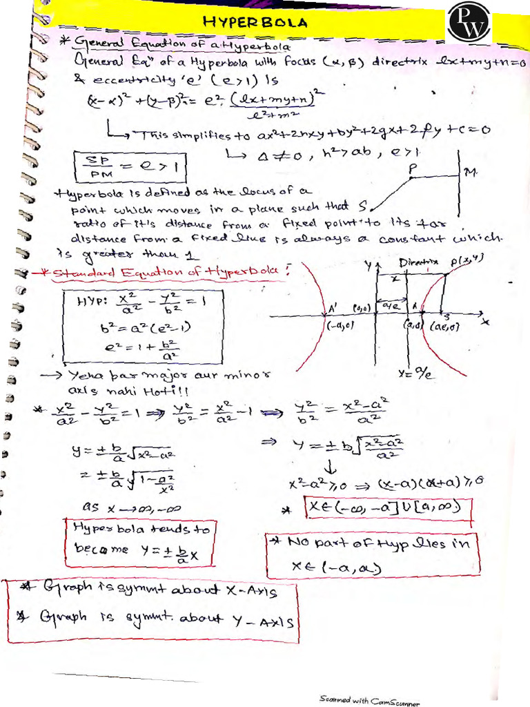 Hyperbola: Handwritten Notes | PDF