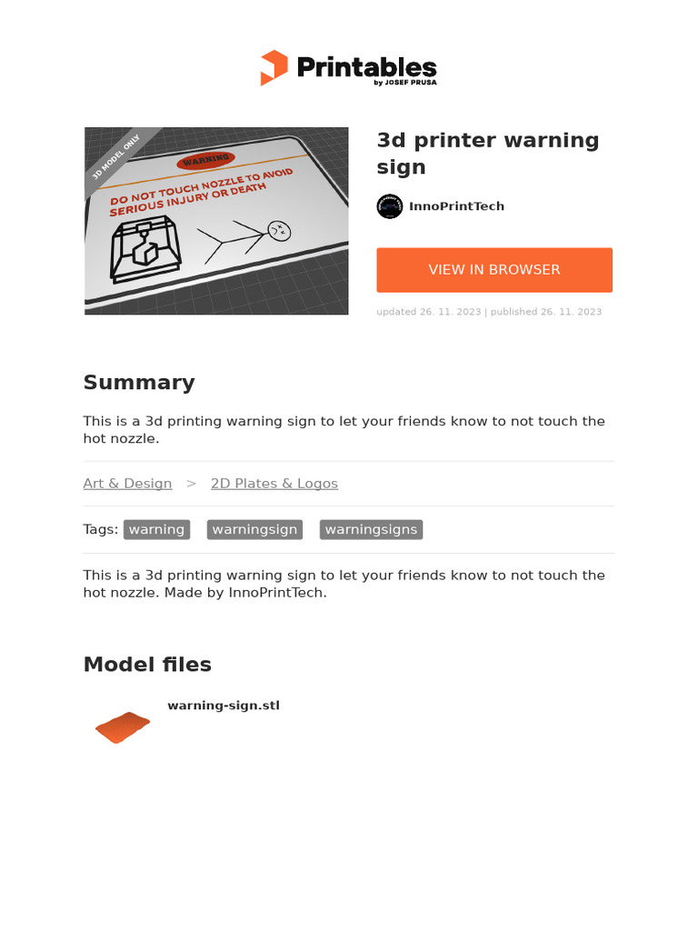3d Printer Warning Sign | PDF