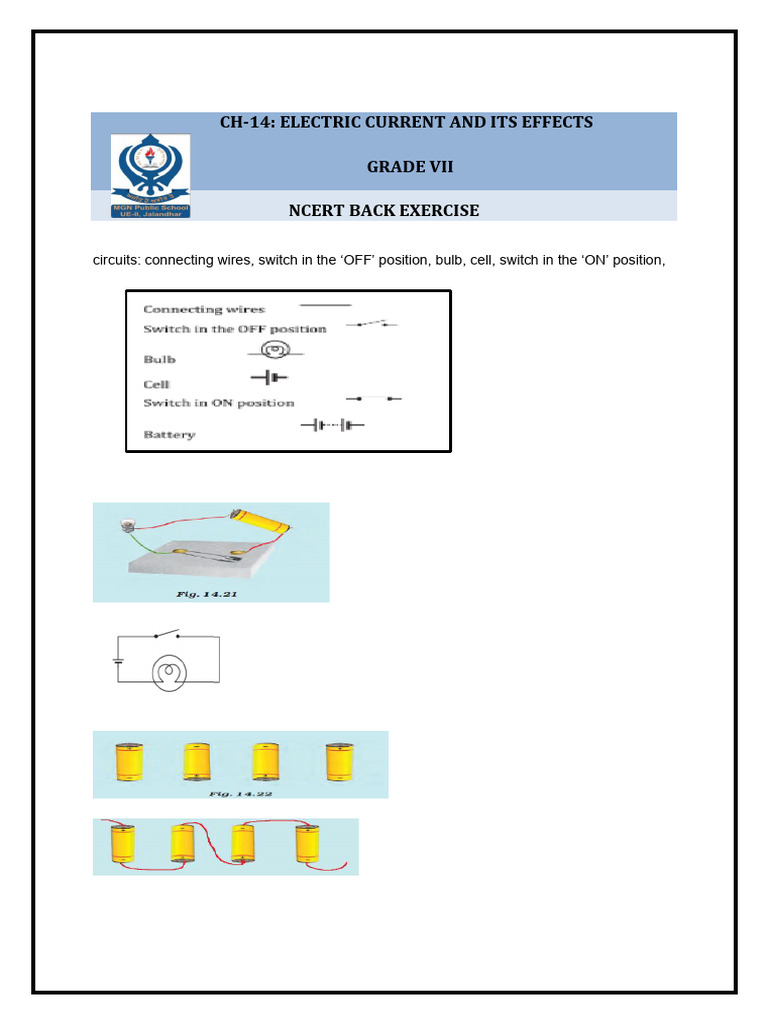 NCERT Grade VII Electric Current Exercises | PDF | Electric Current ...
