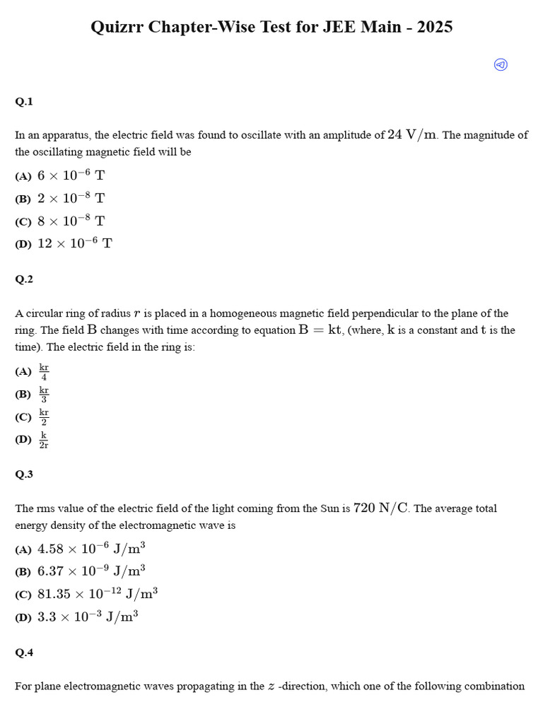 Electromagnetic Waves - Test 2 | PDF | Waves | Electromagnetic Radiation