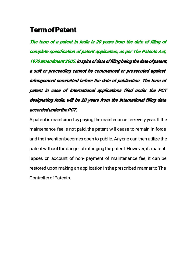 Term of Patent | PDF