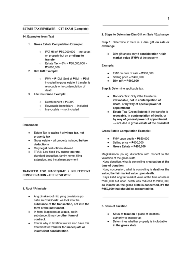 Estate Tax Computation Guide | PDF | Taxes
