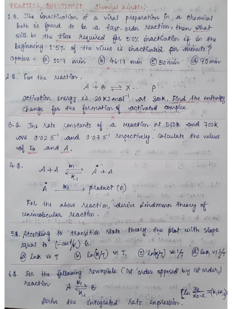 Kinetics Practice Questions | PDF