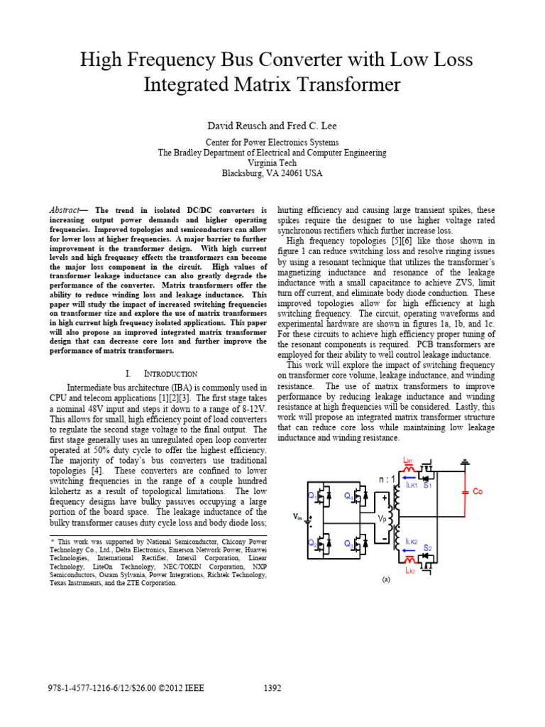 High-Frequency Bus Converter Design | PDF | Transformer | Inductance