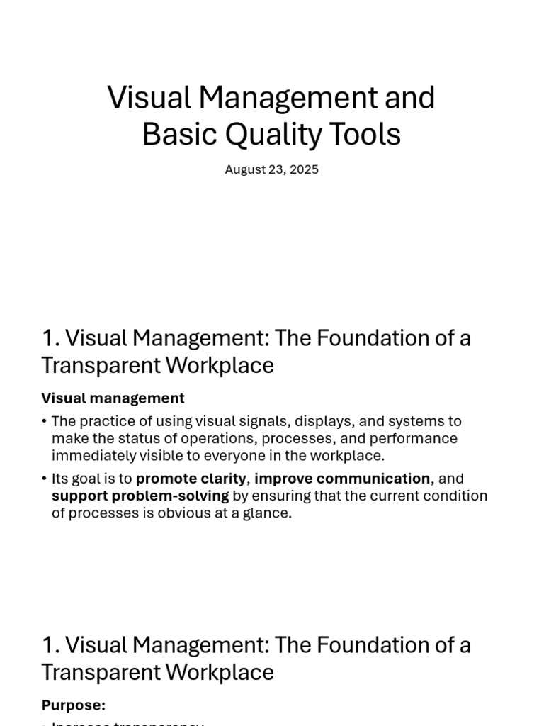 Visual Management and Basic Quality Tools | PDF | Histogram | Scatter Plot