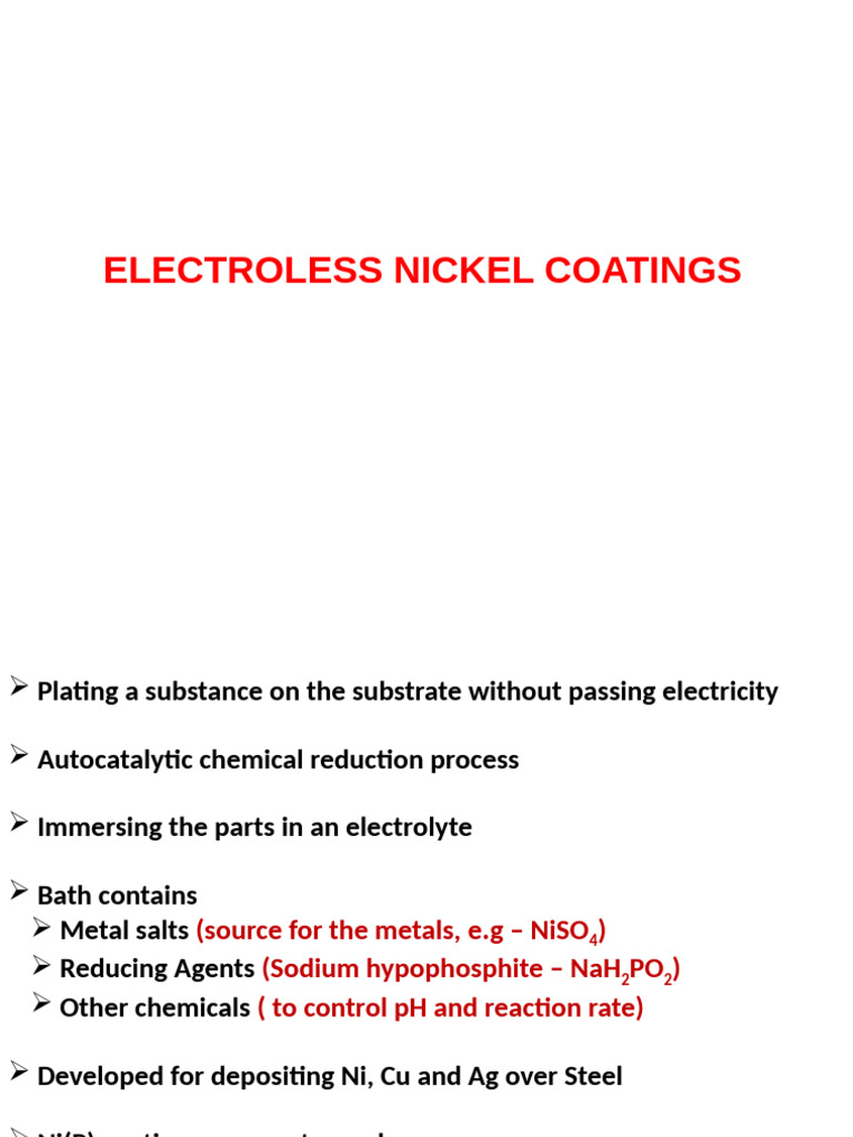 Electroless Nickel Coatings Overview | PDF | Chemical Processes ...