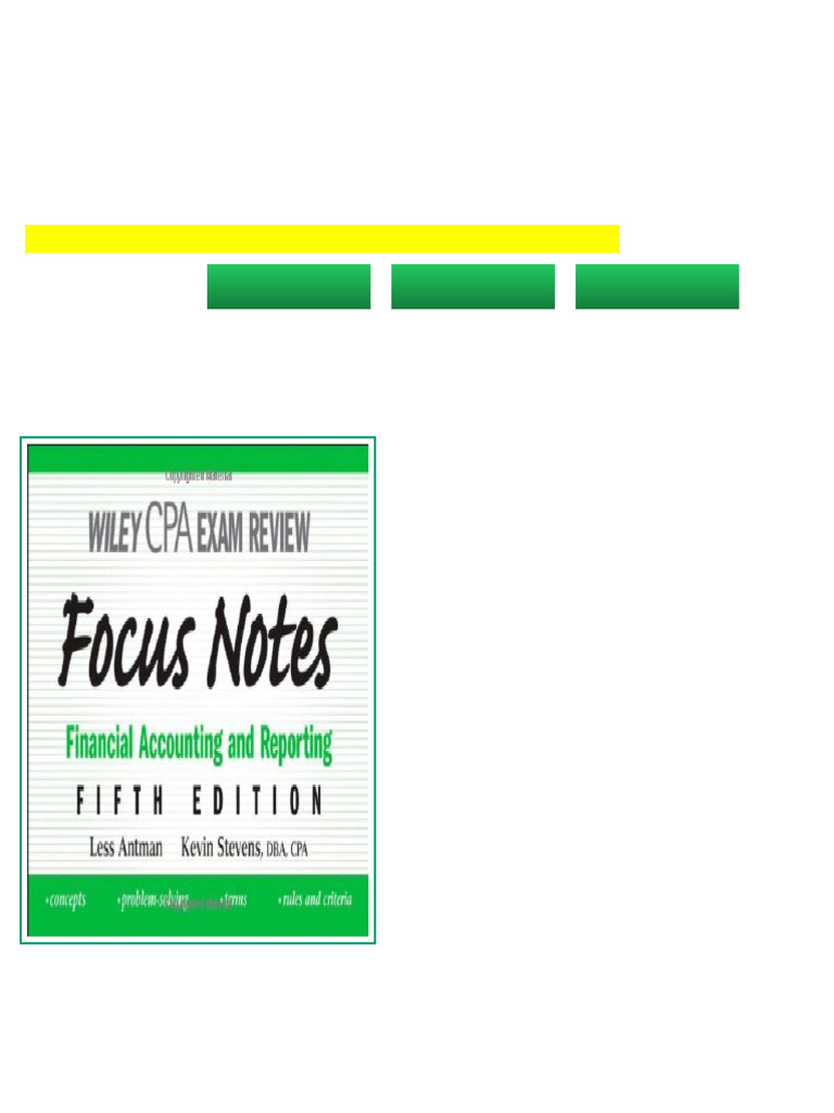 Wiley CPA Examination Review Focus Notes Financial Accounting and ...