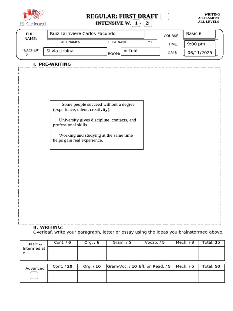 First Draft Format Inter 6 Carlos Ruiz | PDF | Intelligence | Learning