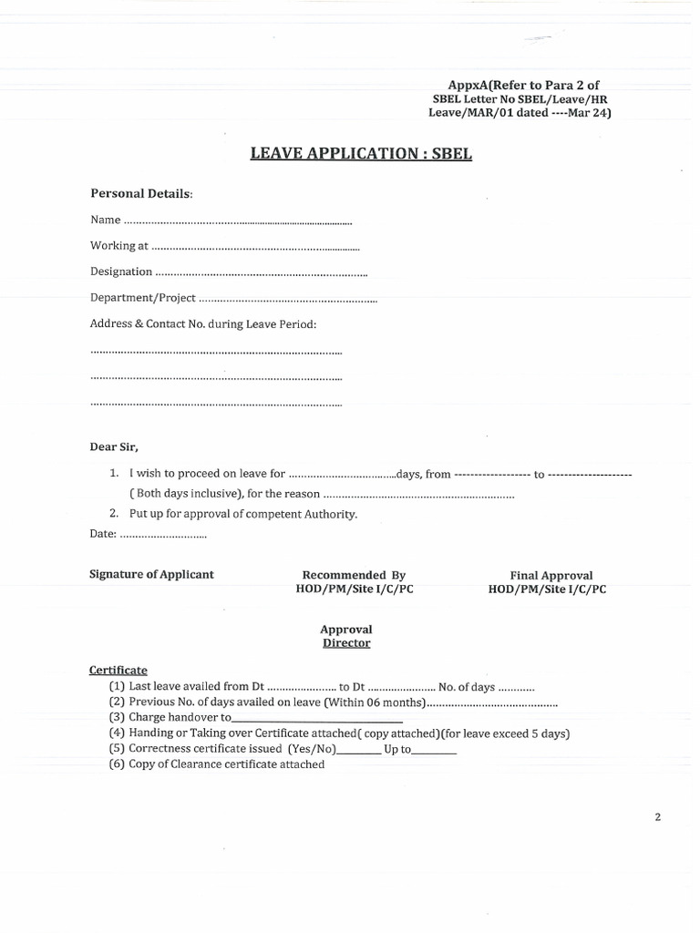 Leave Application | PDF