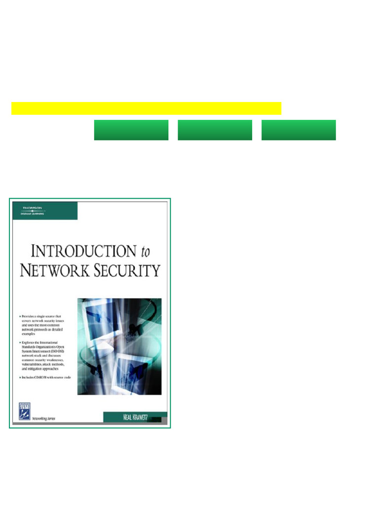 Introduction To Network Security Networking Series 1st Edition Neal ...