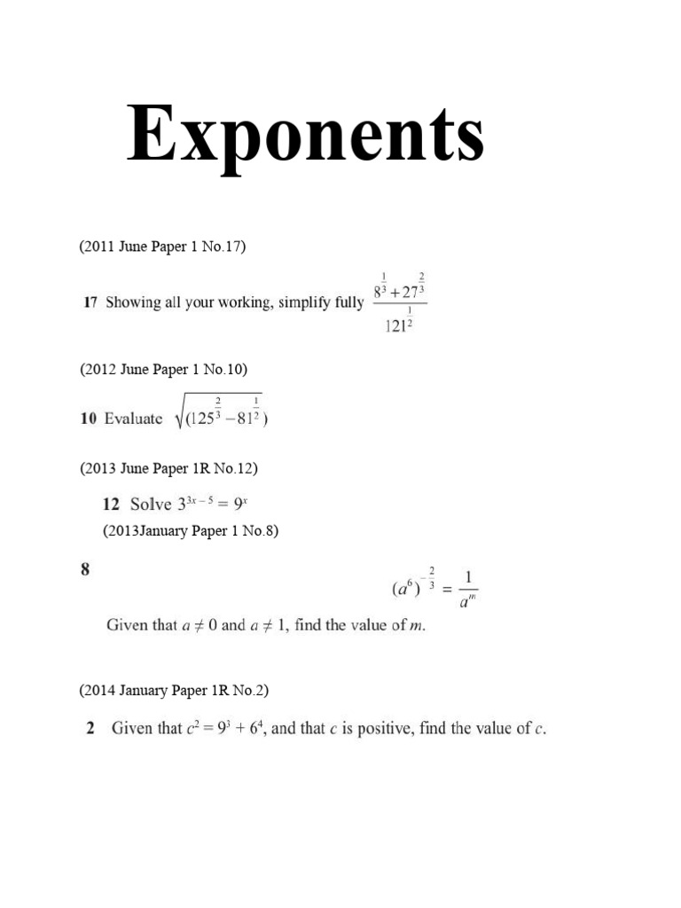 Exponents | PDF