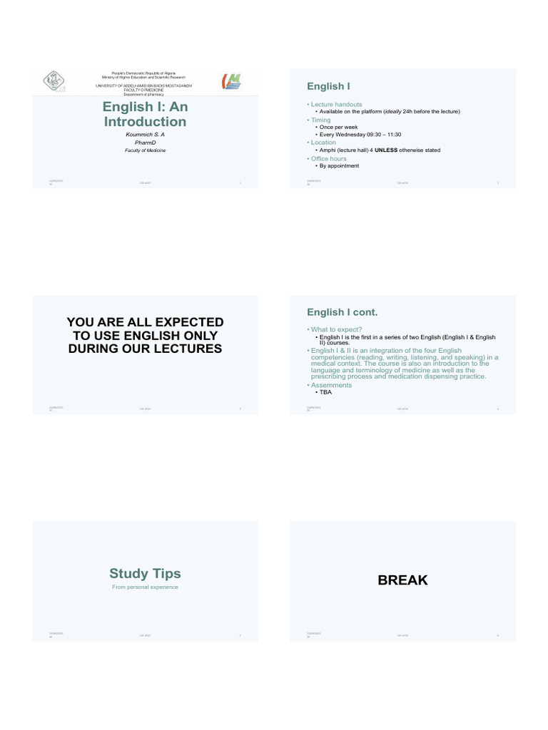 English I: An: You Are All Expected To Use English Only During Our ...