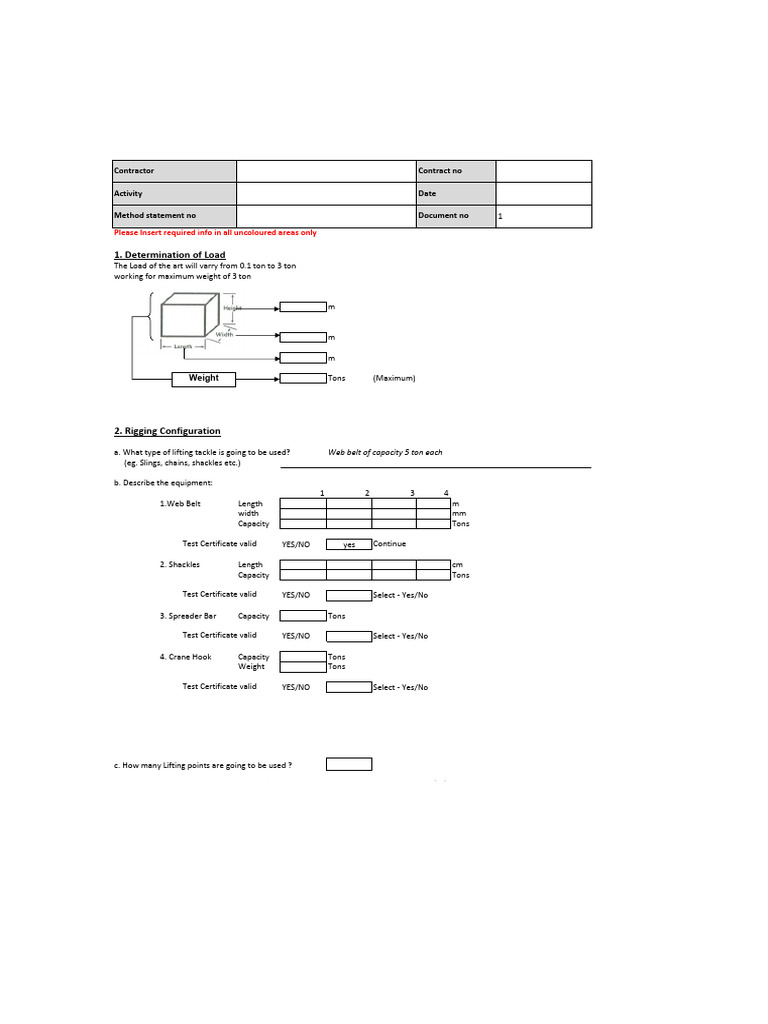 Lifting Plan Loading and Unloading of Structural Material2 1 | PDF ...