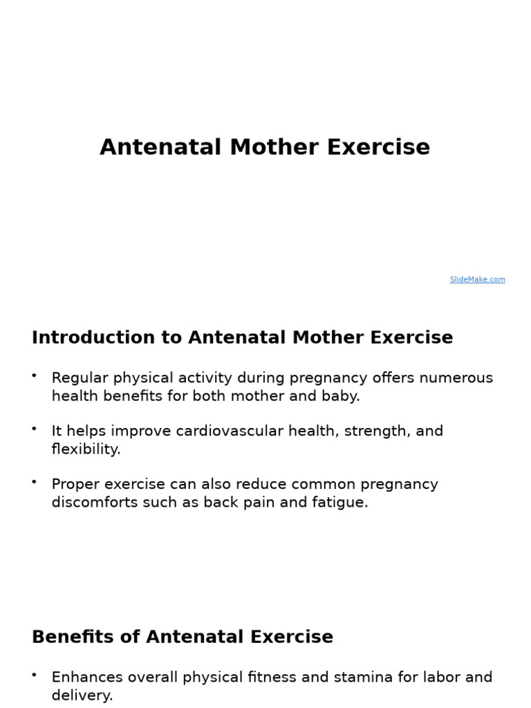 Antenatal Mother Exercise | PDF | Pregnancy | Childbirth
