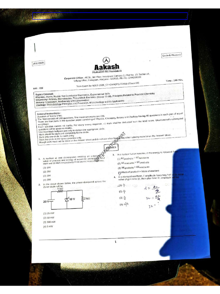 Te 05 Code B Phase 01 Oym by @neetxrt - in | PDF