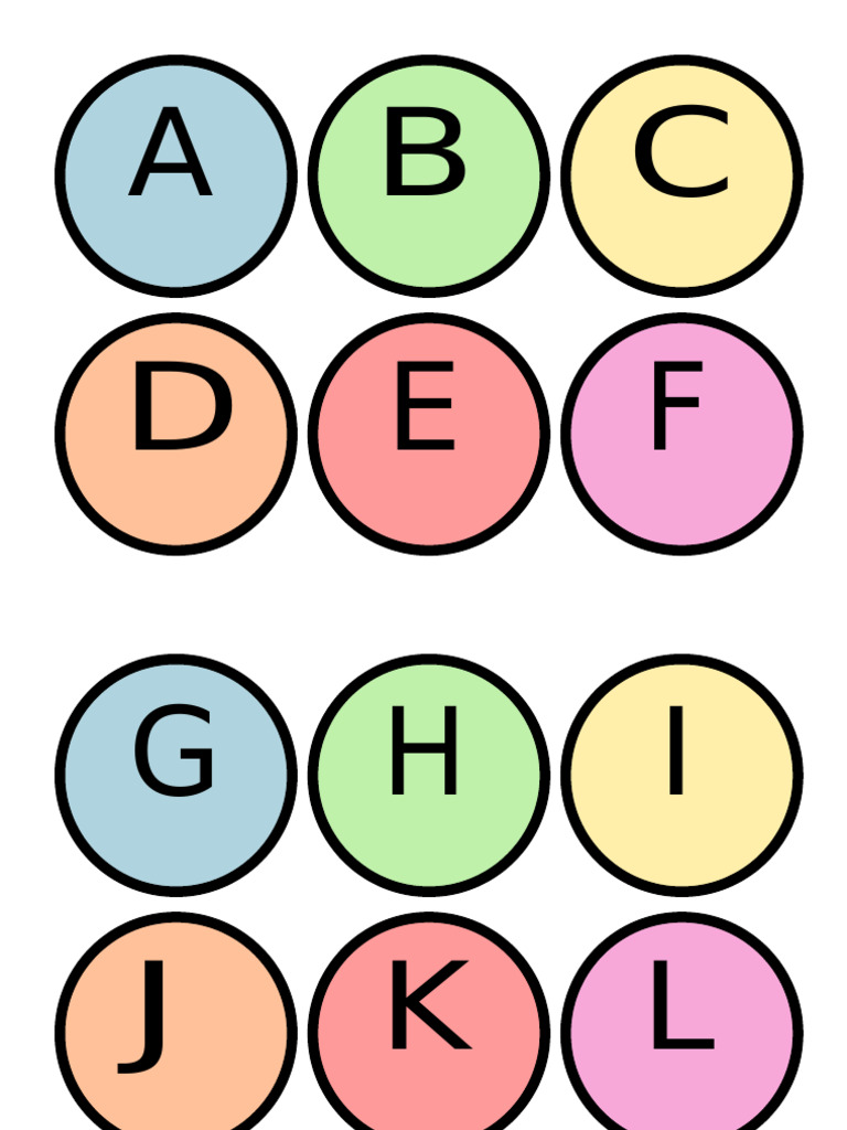 Alphabet Letters A-Z Circle Flashcards in Colorful Bold Style ...