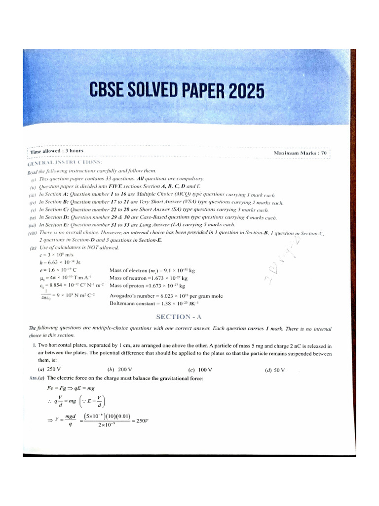 2025 12th Board Paper Solved | PDF