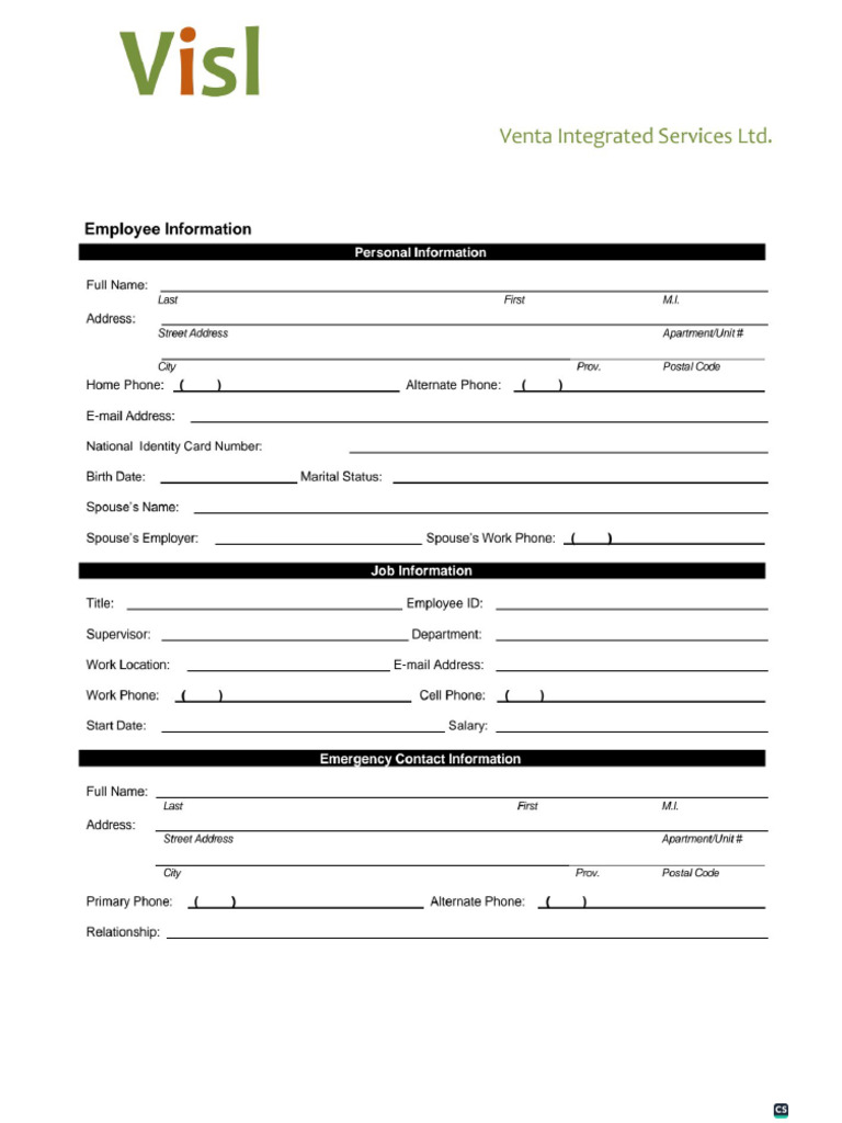 Employee Information - VISL - 055547 | PDF