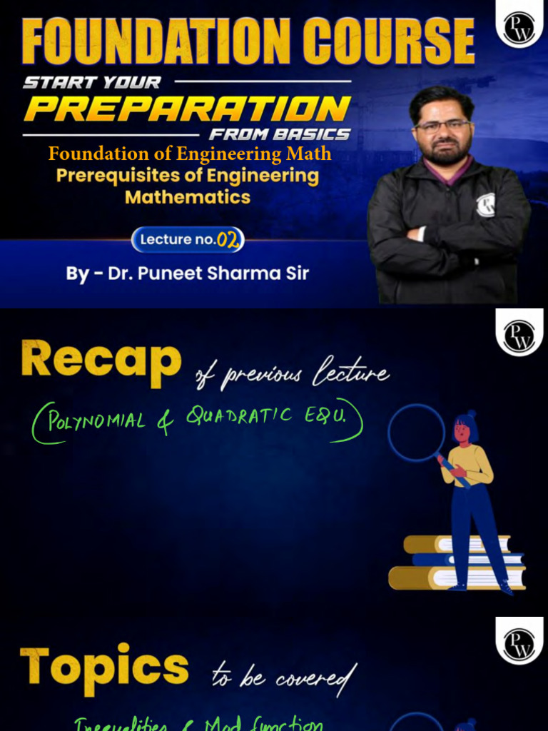 Prerequisites of Engineering Mathematics 02 - Class Notes | PDF