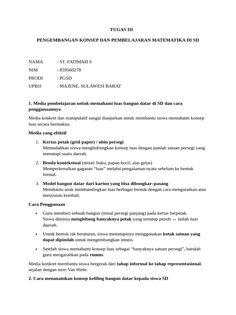 Tugas III Matematika (St. Fatimah s) | PDF