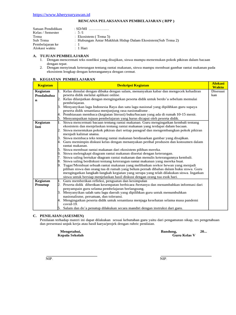 14 Rpp Daring Kelas 5 Tema 5 St 2 - Www.kherysuryawan.id | PDF