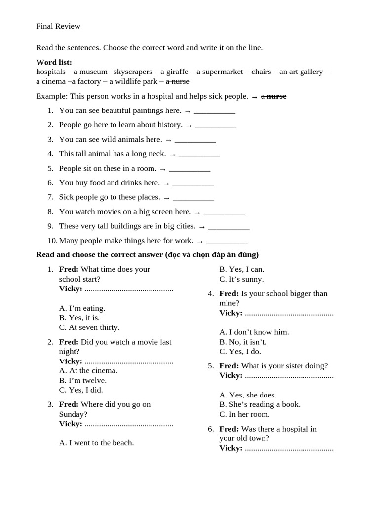 Final Read The Sentences | PDF