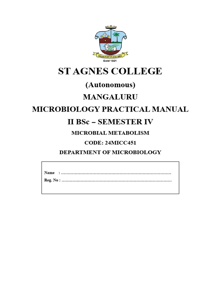 Microbiology Practical Manual: Metabolism | PDF | Titration | Chemistry