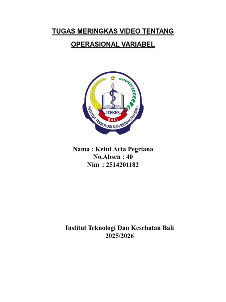 Definisi Operasional Variabel dalam Penelitian | PDF