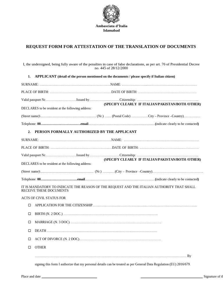Legalization Request Form | PDF | Identity Document | Government And ...