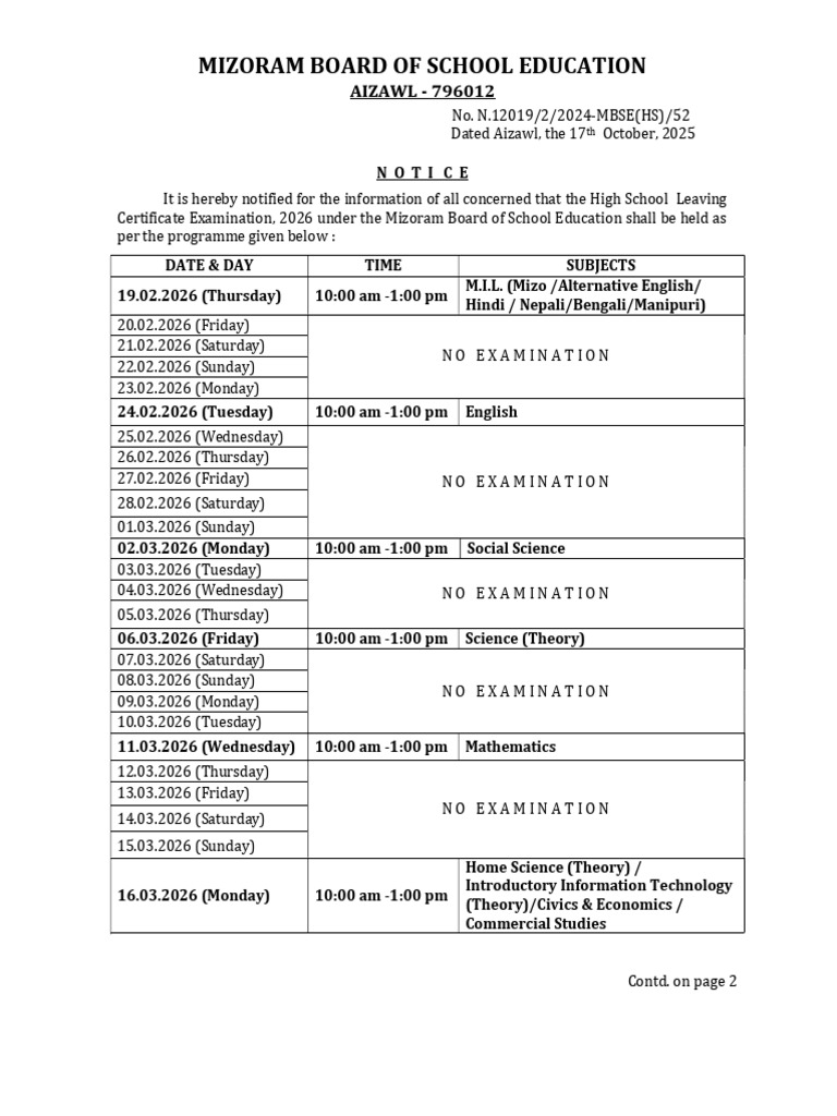 HSLC 2026 Exam Routine | PDF | Chess | Chess Theory