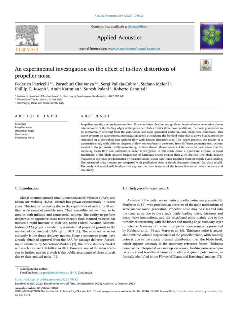 Propeller Noise in Non-Uniform Flow | PDF | Spectral Density | Fluid ...