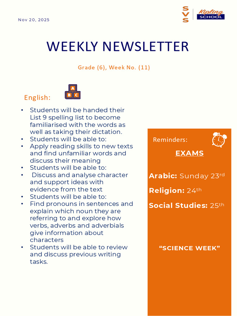 Weekly Newsletter: English | PDF | Languages | Foreign Language Studies