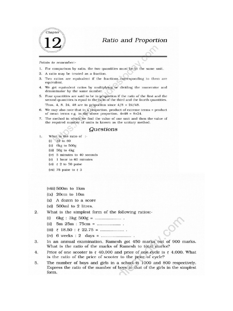 Math Ratio and Praportion | PDF