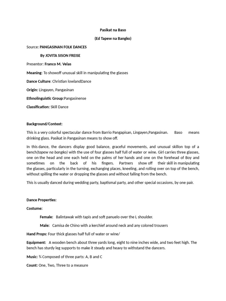 Pasikat Na Baso | PDF | Dances | Foot