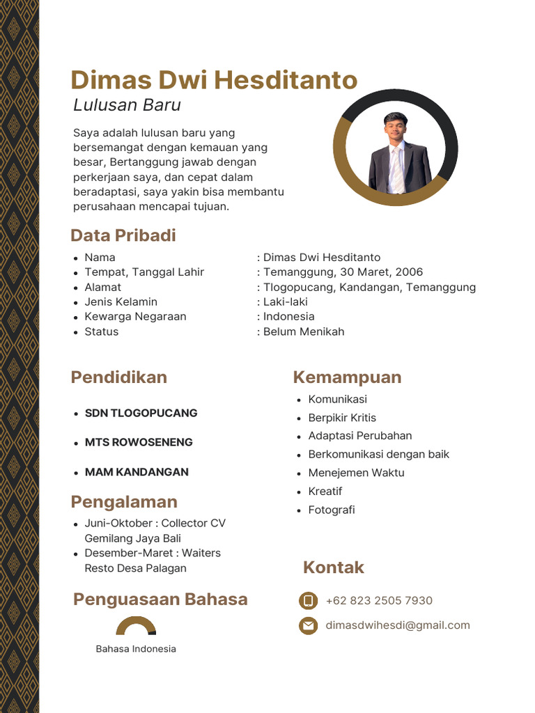 Profil Lulusan Baru Dimas Dwi Hesditanto | PDF