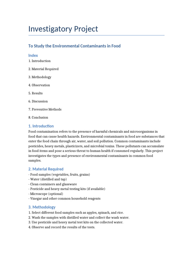 Environmental Contaminants in Food Study | PDF | Foods | Pollution