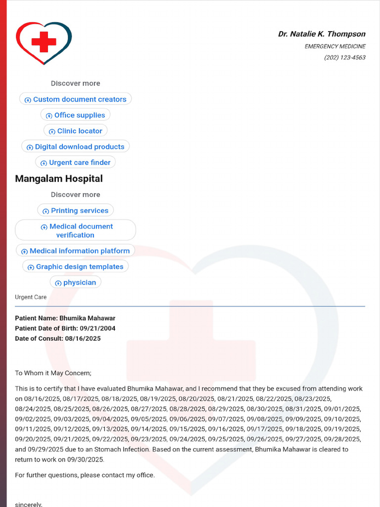 Doctor Note With Signature | PDF