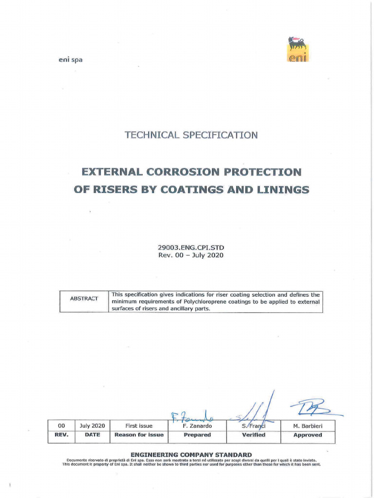 29003e00 External Protection of Corrosion Risers | PDF | Specification ...