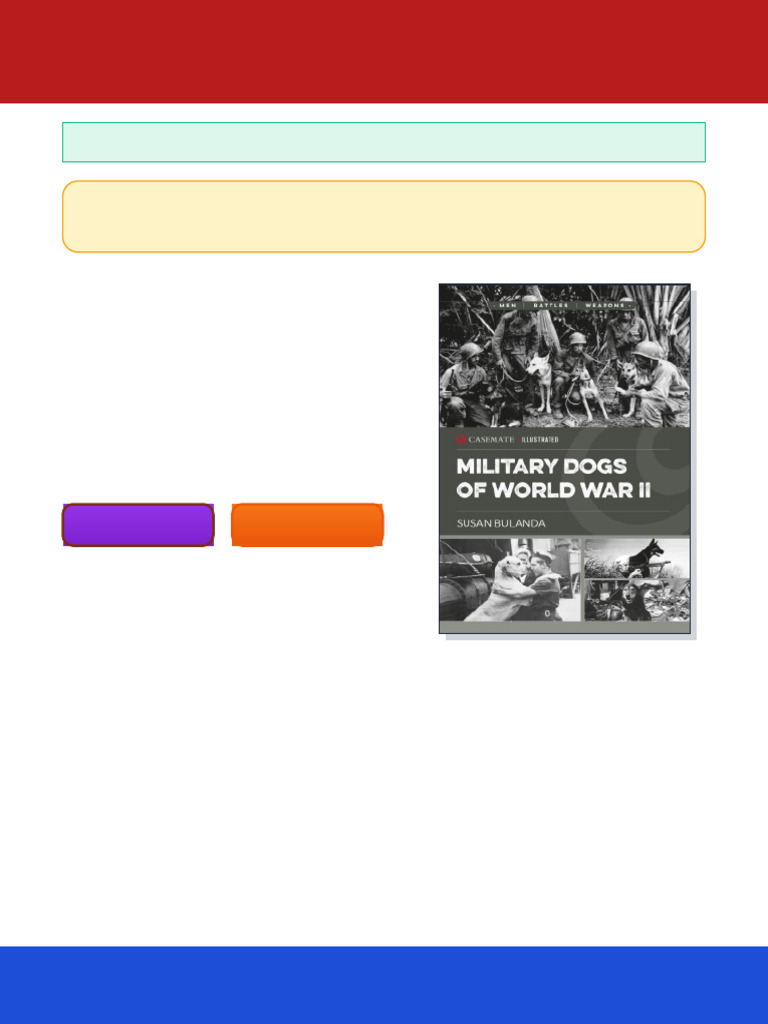 Military Dogs of World War II 1st Edition Susan Bulanda Ebook Full ...